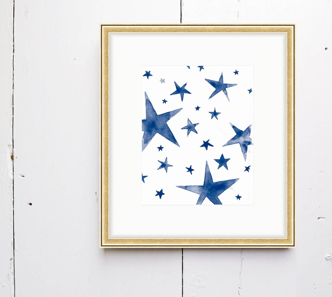 Stars Watercolor Print - Smc. Originals, Watercolor Painting, Nursery ...