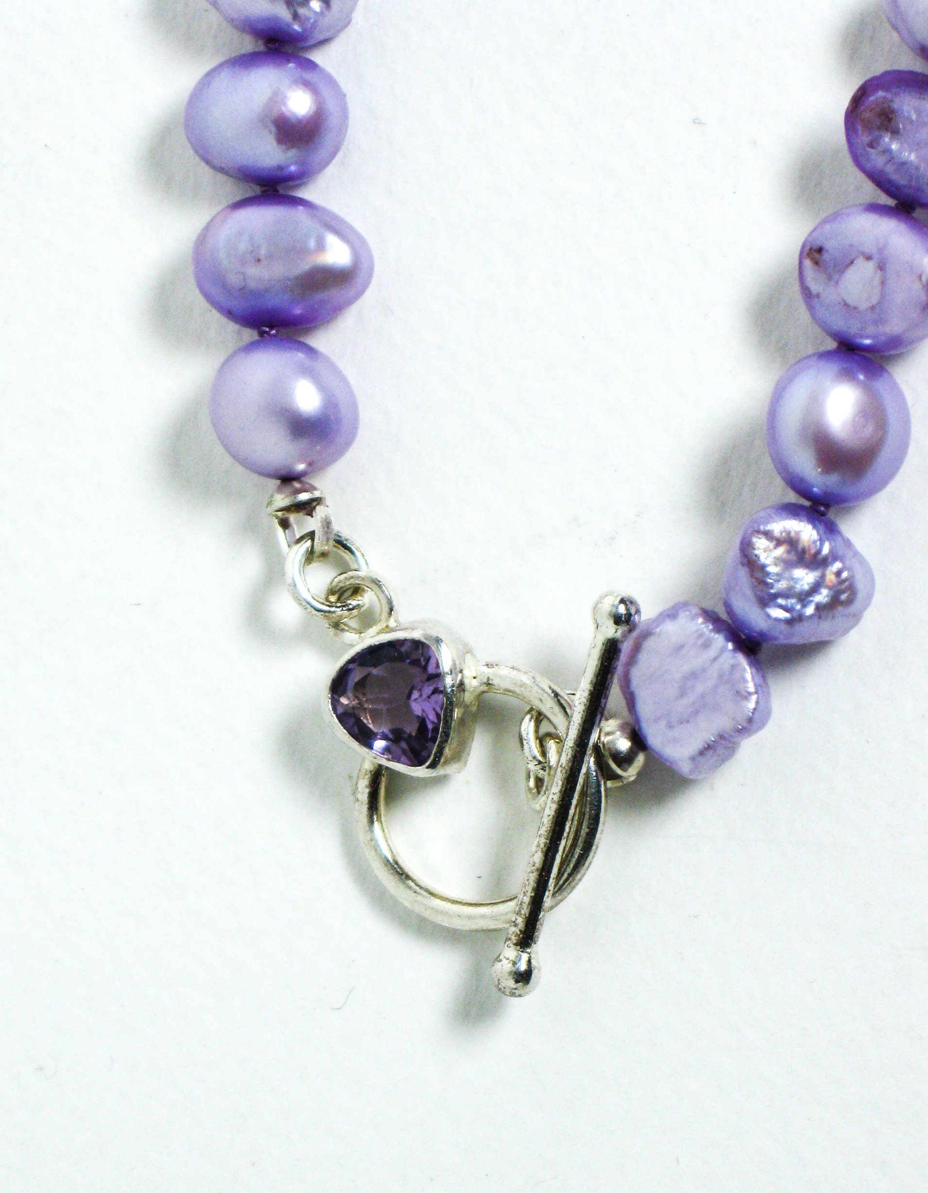 3-piece Lilac Pearl Handknotted Necklace, Bracelet, Earring Set ...