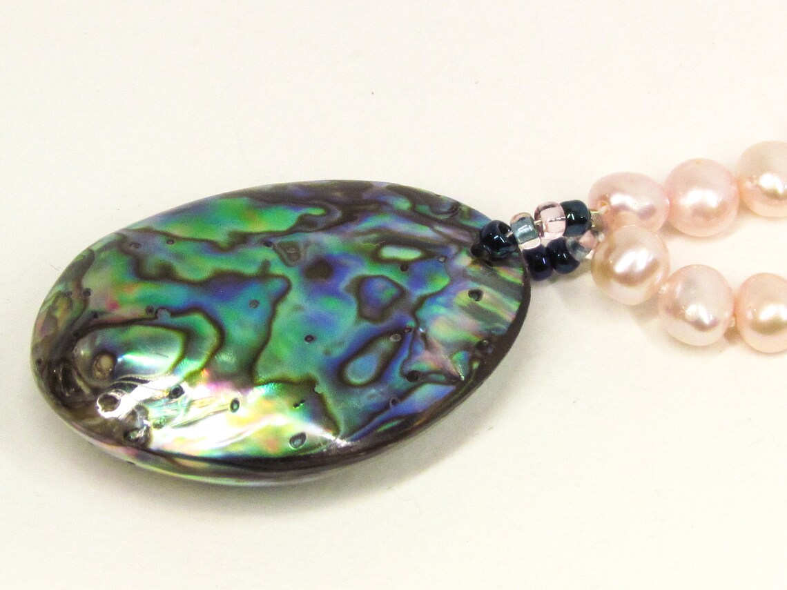 Pale Pink Pearl Abalone Whole Shell Handknotted Necklace - Etsy