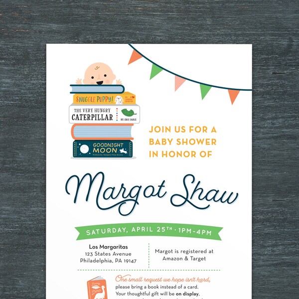 Book Themed Baby Shower Invitations - Etsy