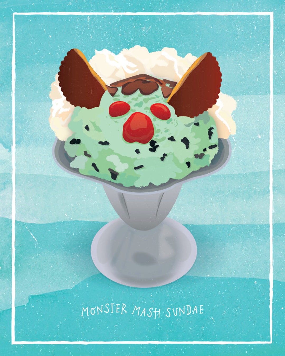 Monster Mash Sundae - Ice Cream Print - Etsy