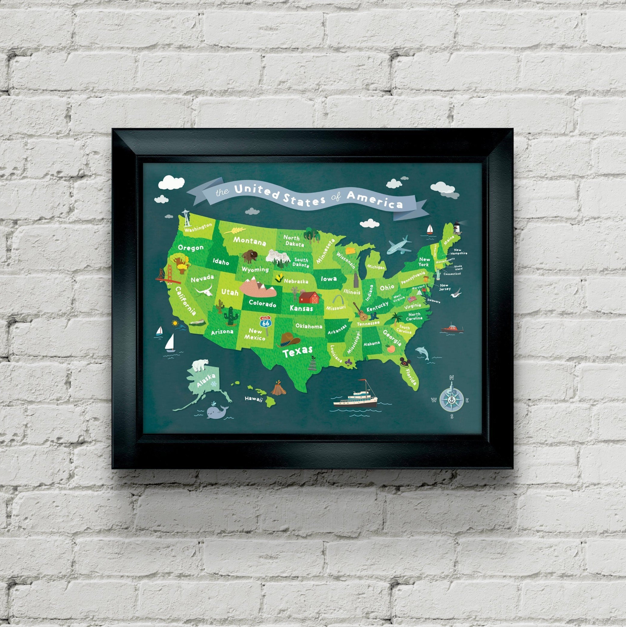 Map of the USA Print - Etsy