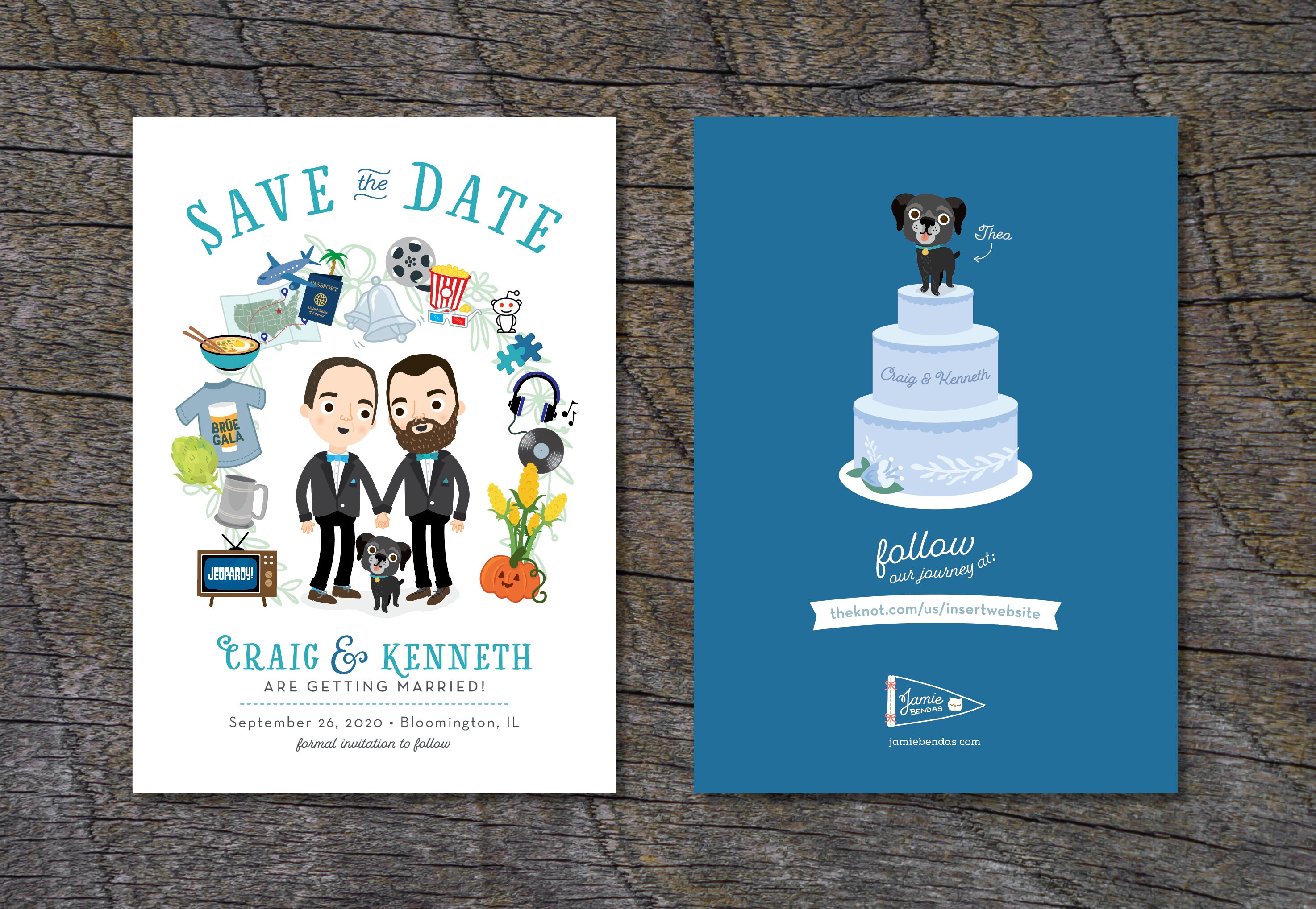 Custom Couple Portrait Save the Dates Change the Date | Etsy