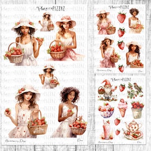STRAWBERRY Days//printable Deco Sticker Sheets Printable PDF //cut Line ...
