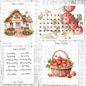 STRAWBERRY Days//printable Deco Sticker Sheets Printable PDF //cut Line ...