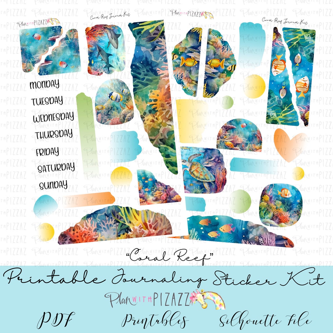 Coral Reef /printable Journal Kit // Printable PDF // Cut Line Files ...