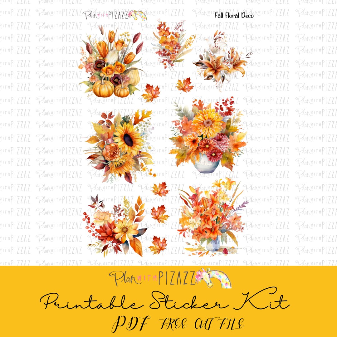 FALL FLORAL Deco /printable Deco Sticker Sheets Printable PDF //cut ...