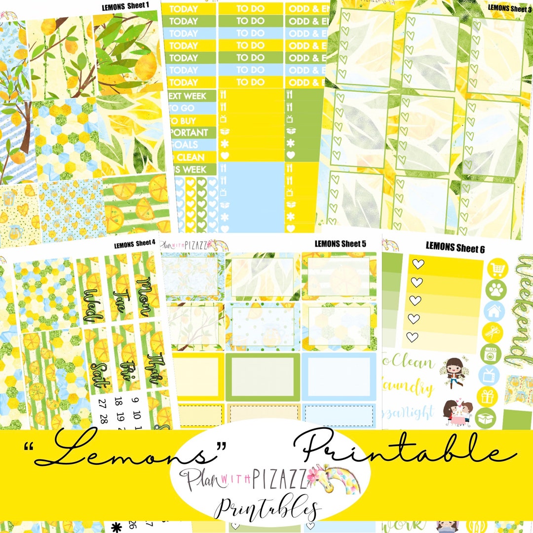 Lemons//printable Weekly Kit // Printable PDF // Cut Line Files ...