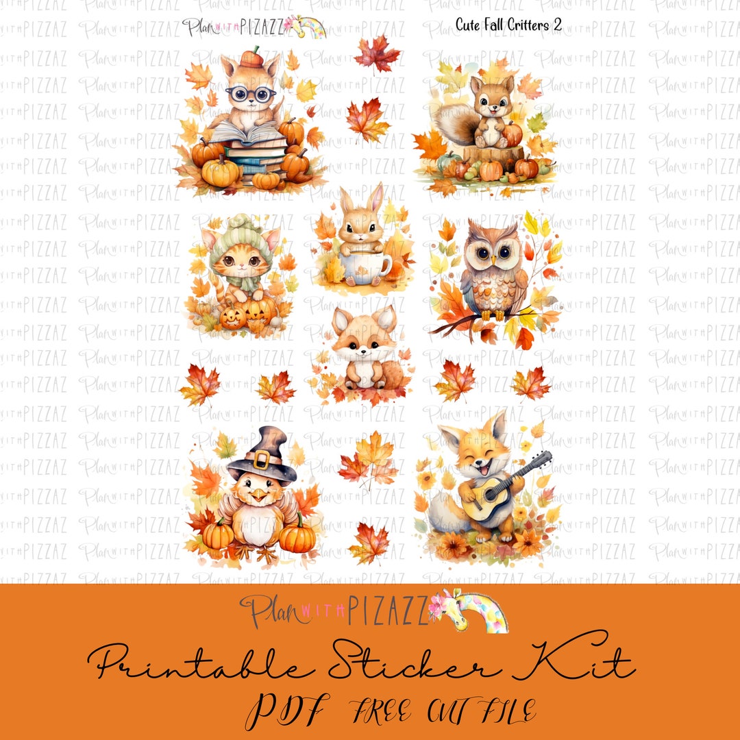 Cute Fall Critters 2 Deco /printable Deco Sticker Sheets Printable PDF ...