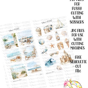 A Day at the Beach//printable Deco Sticker Sheets Printable PDF //cut ...