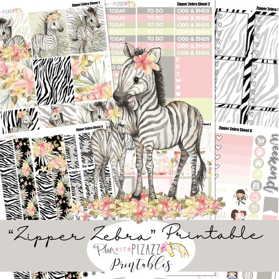 ZIPPER Zebra//printable Weekly Kit // Printable PDF // Cut | Etsy