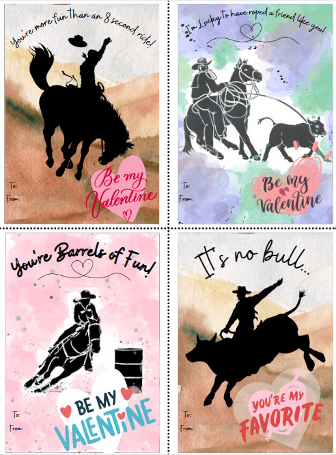 Rodeo Valentines Cards - Etsy