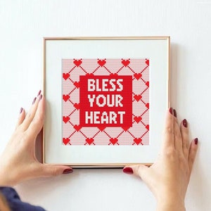 BLESS YOUR HEART, Cross Stitch Pattern, Easy Chart, Beginner Friendly ...