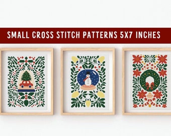 Christmas Cross Stitch Patterns, Small Christmas Ornaments, Bundle of ...
