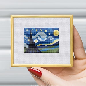 The Starry Night Mini Cross Stitch Pattern PDF, Small Mini Art ...