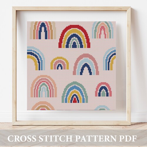 Rainbow Cross Stitch Pattern Seamless Pattern Counted Cross | Etsy