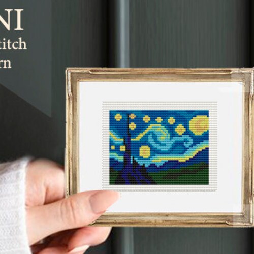 The Starry Night Mini Cross Stitch Pattern PDF Small Mini - Etsy