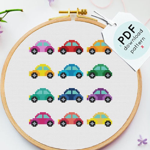 Cars Cross Stitch Patterns Modern Cross Stitch Pattern | Etsy