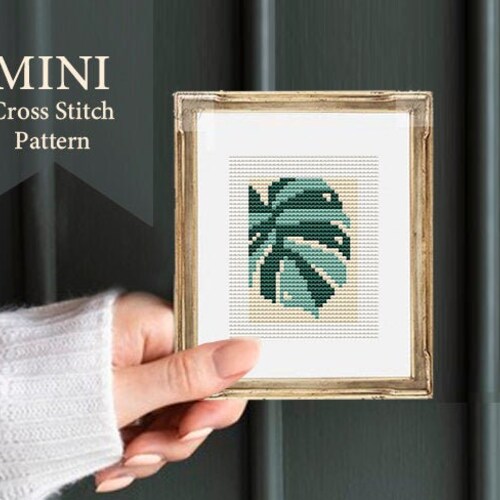 MINI Monstera Cross Stitch Pattern PDF Monstera Embroidery - Etsy