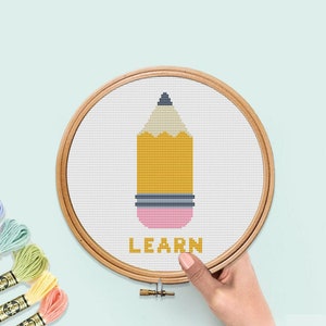 Pencil Cross Stitch Pattern, Crossstitch, Teacher Crossstitch Pattern ...