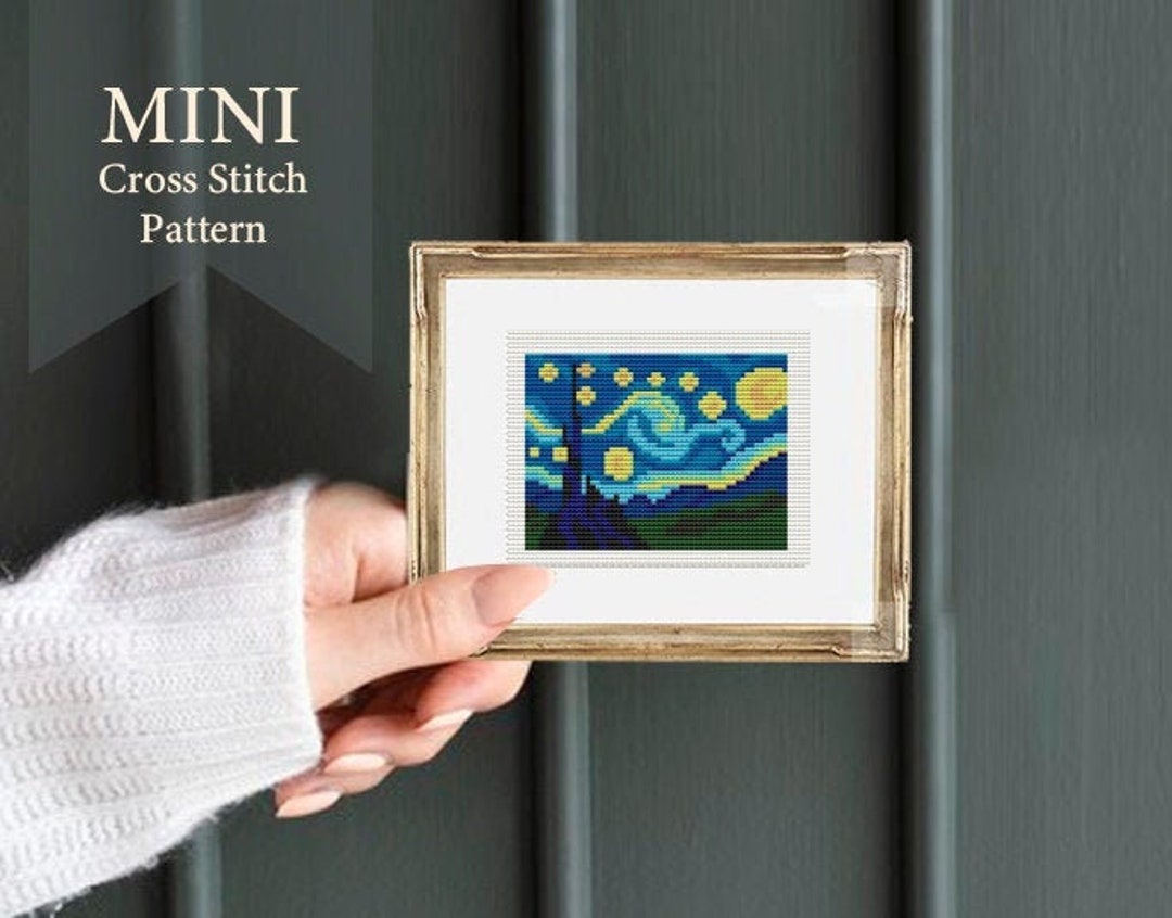 The Starry Night Mini Cross Stitch Pattern PDF, Small Mini Art ...