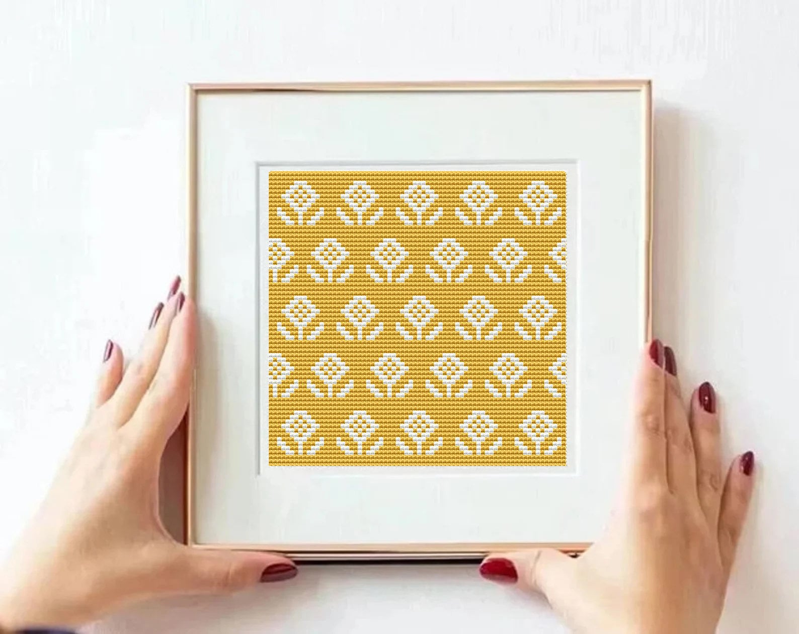 Kogin Style Cross Stitch Pattern: Japanese Floral Design (PDF Pattern ...