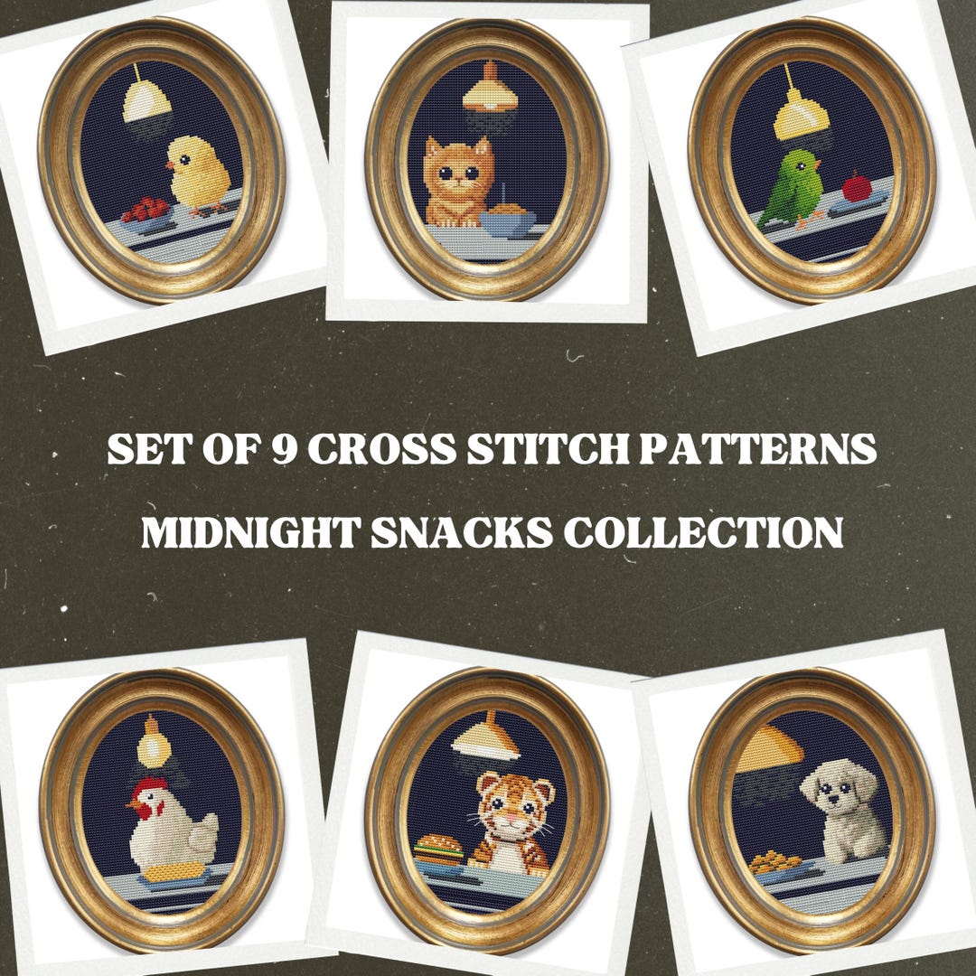 Animals Midnight Snacks Cross Stitch Patterns, Kitchen Decor (PDF ...