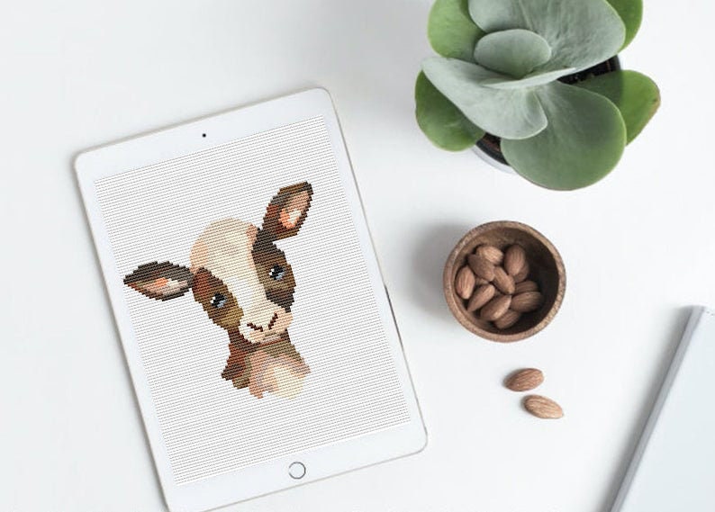 Calf Cross Stitch Pattern Calf Embroidery Easy Cross | Etsy