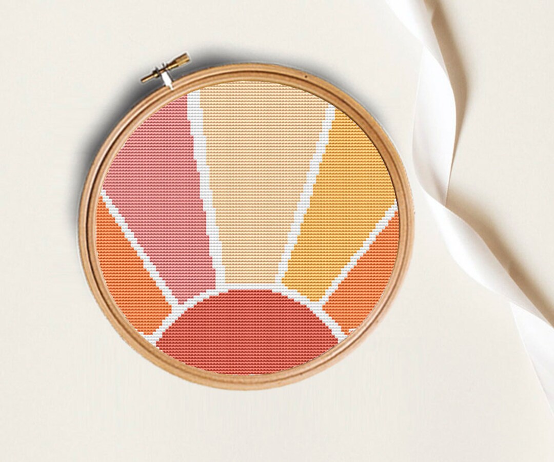 Sun Cross Stitch Pattern, Modern Terra Colors, Sun Embroidery, Modern ...