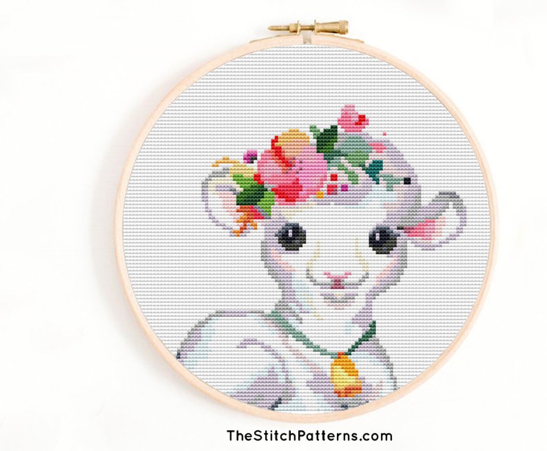 Cross Stitch Lamb Floral,cross Stitch Spring ,cross Stitch Beginner ...