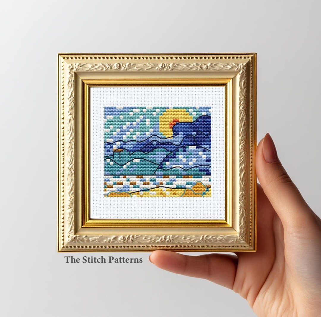 Mini Vincent Van Gogh, landscape With Wheat Sheaves and Rising Mini ...