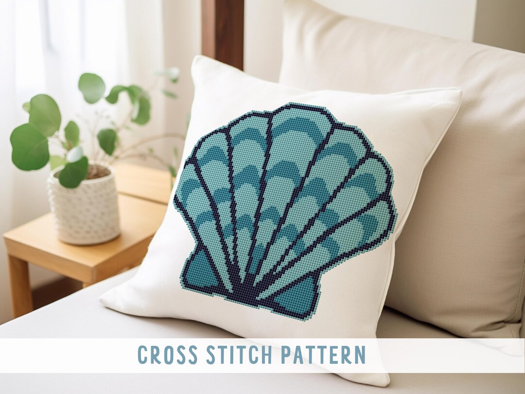 Seashell Cushion Cross Stitch Pattern: Beginner Coastal Decor (PDF ...