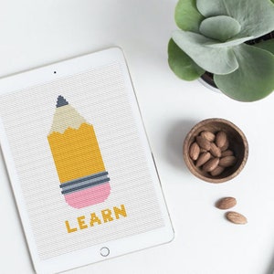 Pencil Cross Stitch Pattern, Crossstitch, Teacher Crossstitch Pattern ...