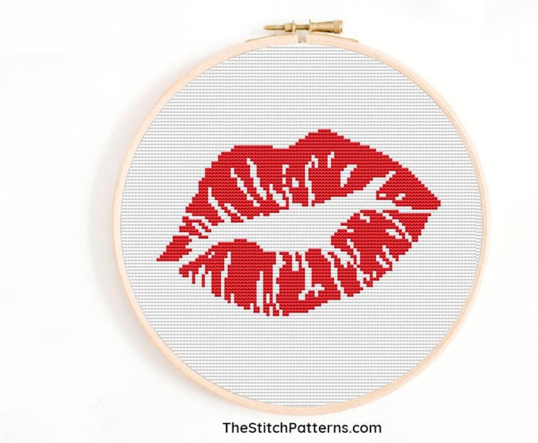 Lips Cross Stitch Pattern, Embroidery Lips, Modern Cross Stitch ...