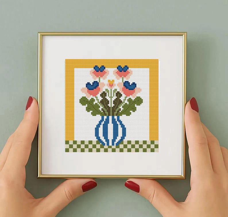 Folk Floral Pattern Digital Download Counted Cross Stitch Design ...