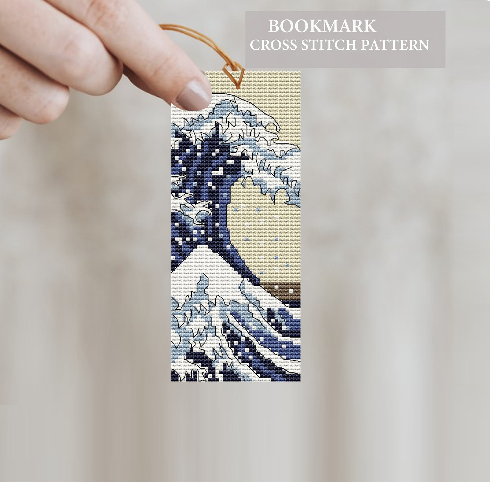 The Great Wave Bookmark Cross Stitch Pattern Pdf Art Bookmark | Etsy