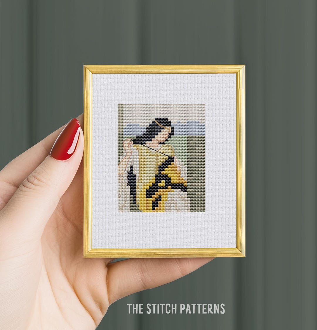 Tiny "stitching the Standard" by Edmund Blair Leighton, Mini Cross ...