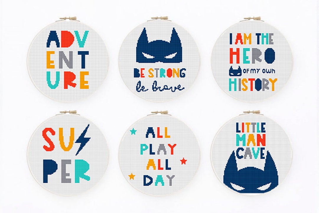 Superhero Cross Stitch Pattern Set, Kids Room Quotes, Inspirational ...