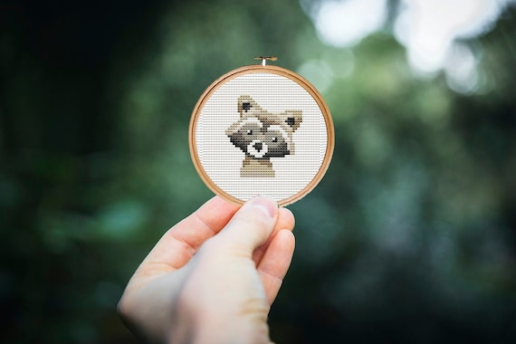 Cross Stitch Pattern Mini Animals Raccoon Cross Stitch Mini | Etsy
