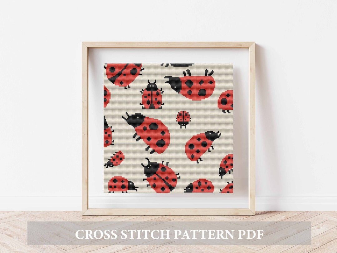 Ladybug Cross Stitch, Insect Embroidery Pattern, Modern Cross Stitch ...