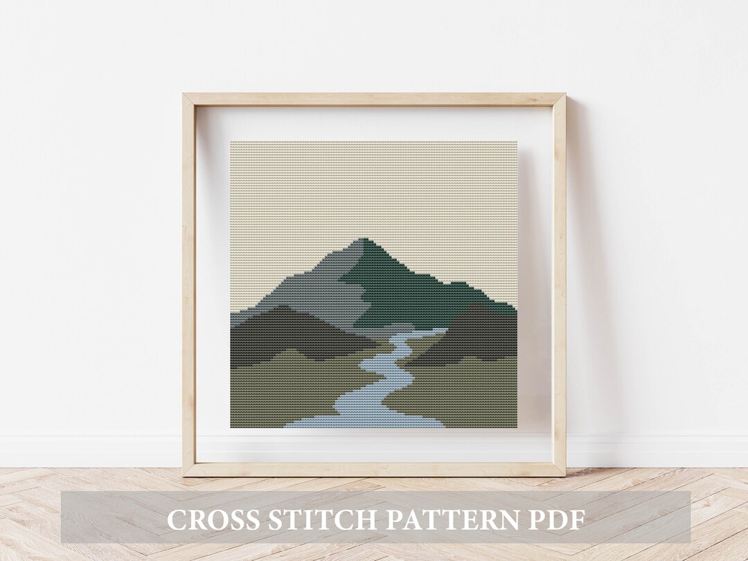 River Cross Stitch Pattern,mountain Cross Stitch,landscape Modern Cross ...