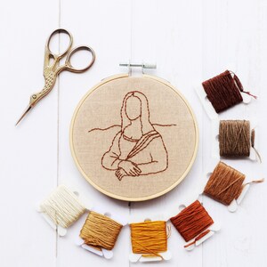 Mona Lisa Embroidery Pattern: Modern Line Art (PDF Template) - Etsy