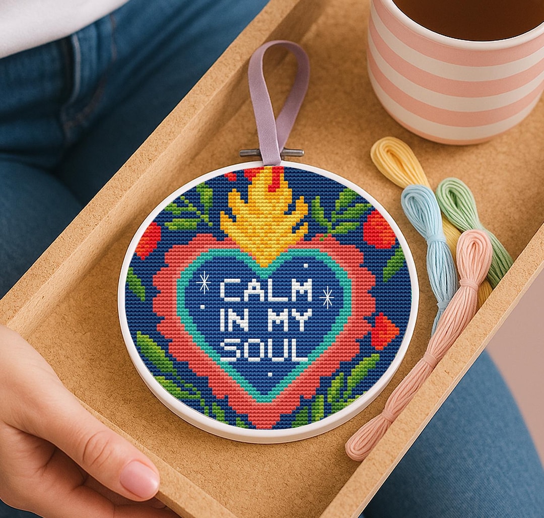 Calm in My Soul Cross Stitch Pattern – 4x4 Inches PDF Sacred Heart ...