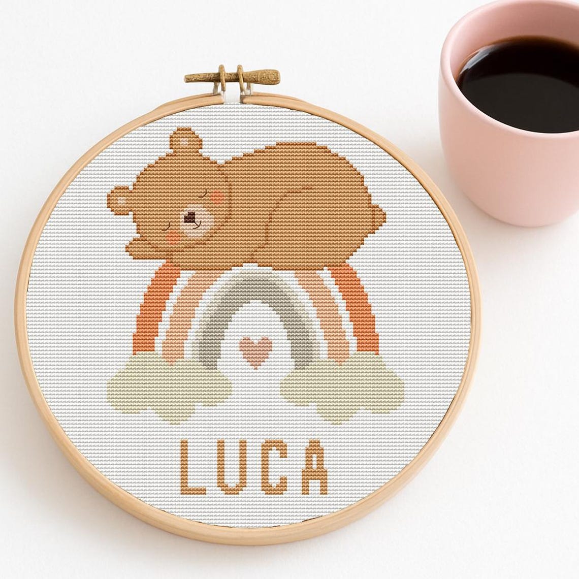 Personalized Baby Name Cross Stitch Pattern: Bear & Rainbow (PDF ...