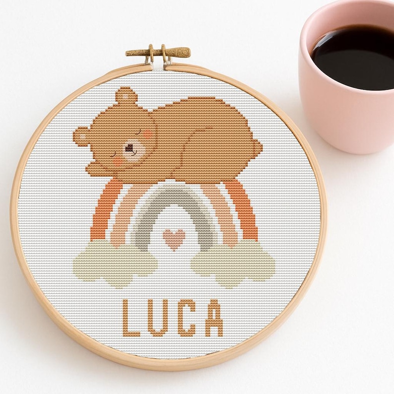 Personalized Baby Name Cross Stitch Pattern: Bear & Rainbow (PDF ...