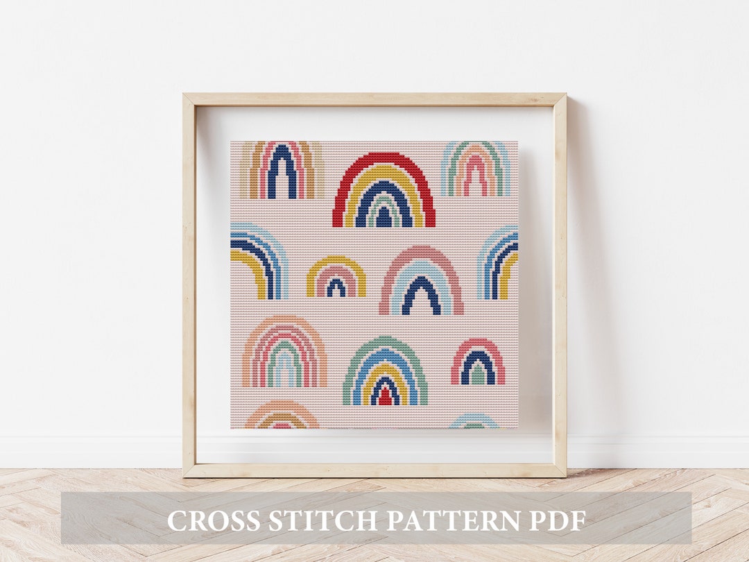 Rainbow Cross Stitch Pattern, Seamless Pattern, Counted Cross Stitch ...