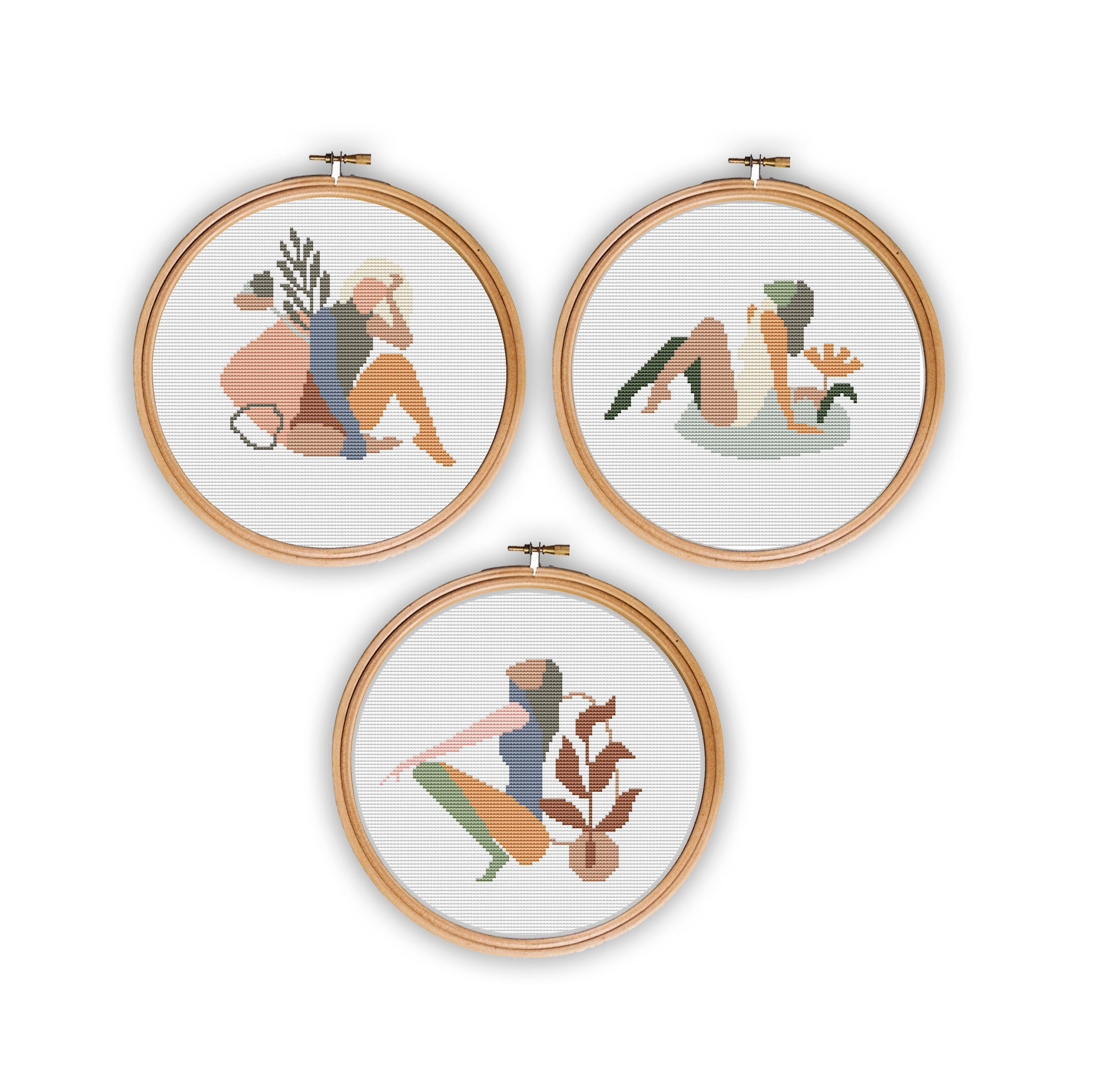 Set of 3Female cross stitch pattern Modern cross stitch PDF | Etsy