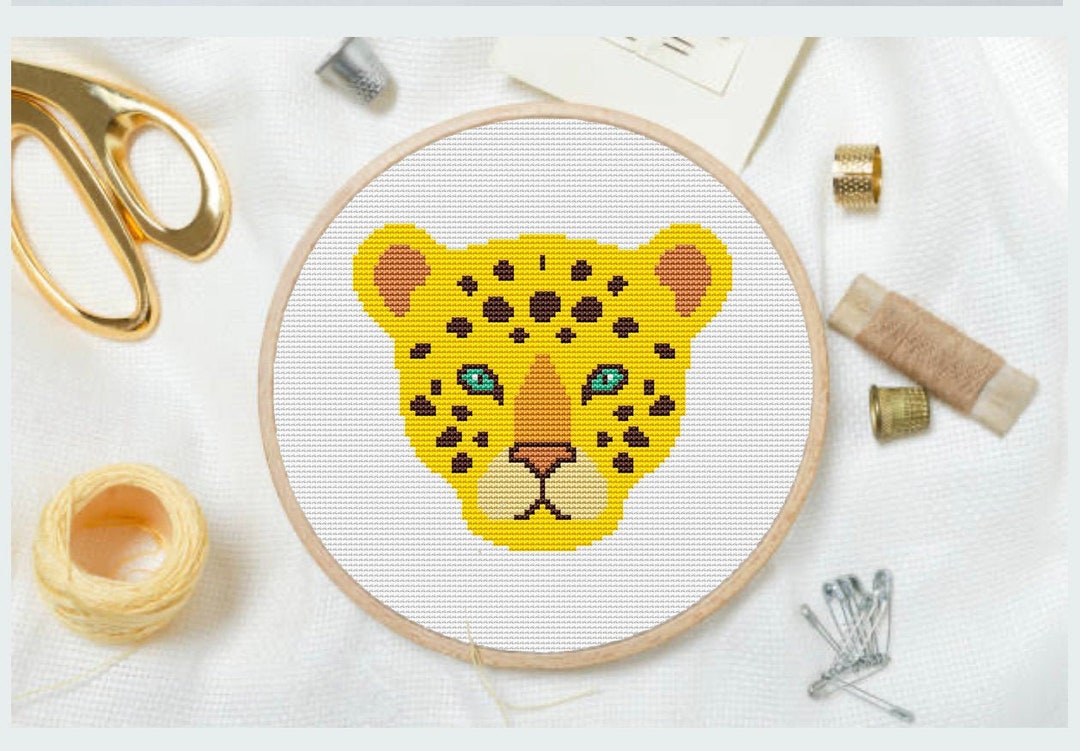 Leopard Cross Stitch Pattern PDF, Modern Embroidery Design, Animal ...