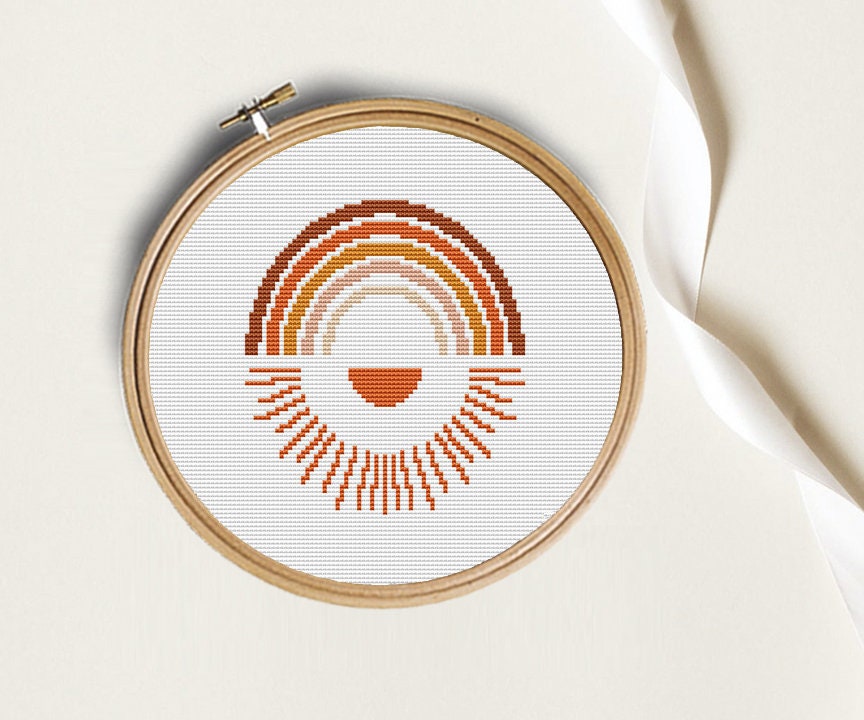 Rainbow and sun cross stitchCelestial cross stitchCross | Etsy