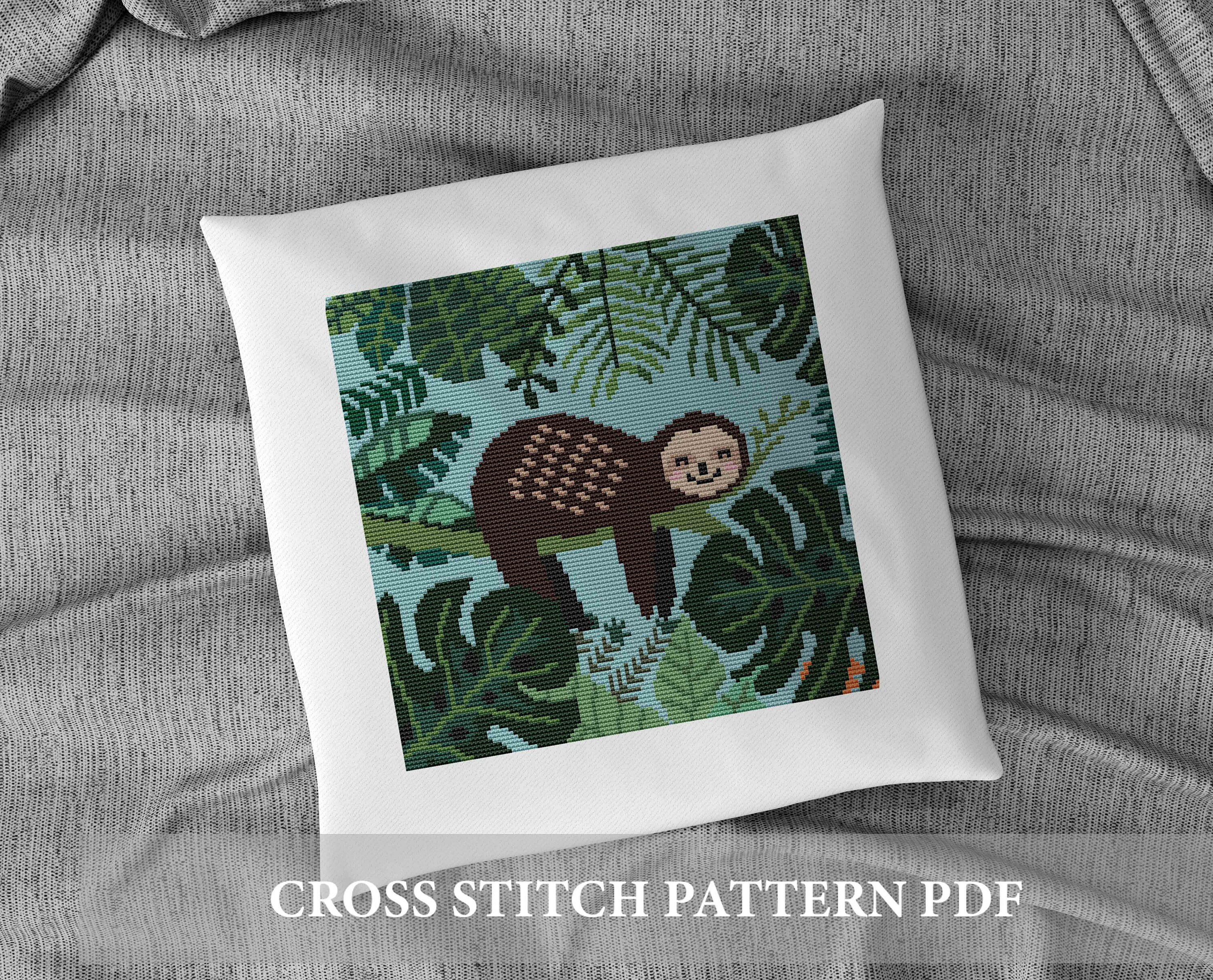 Sloth stitch pattern jungle cross stitch pattern cross | Etsy